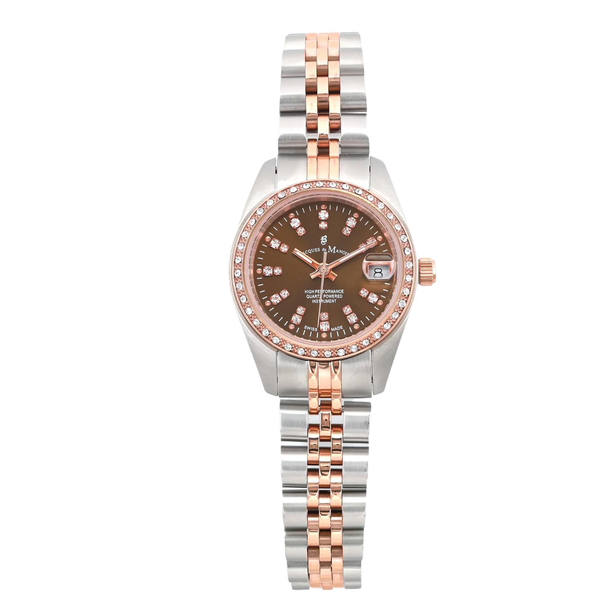 Jacques du Manoir Inspiration Two Tone Quartz Brown Dial Ladies Watch ...