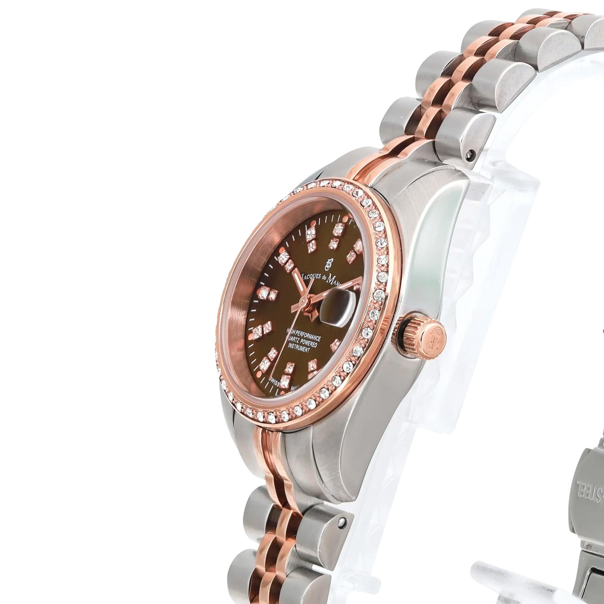 Jacques du Manoir Inspiration Two Tone Quartz Brown Dial Ladies Watch ...