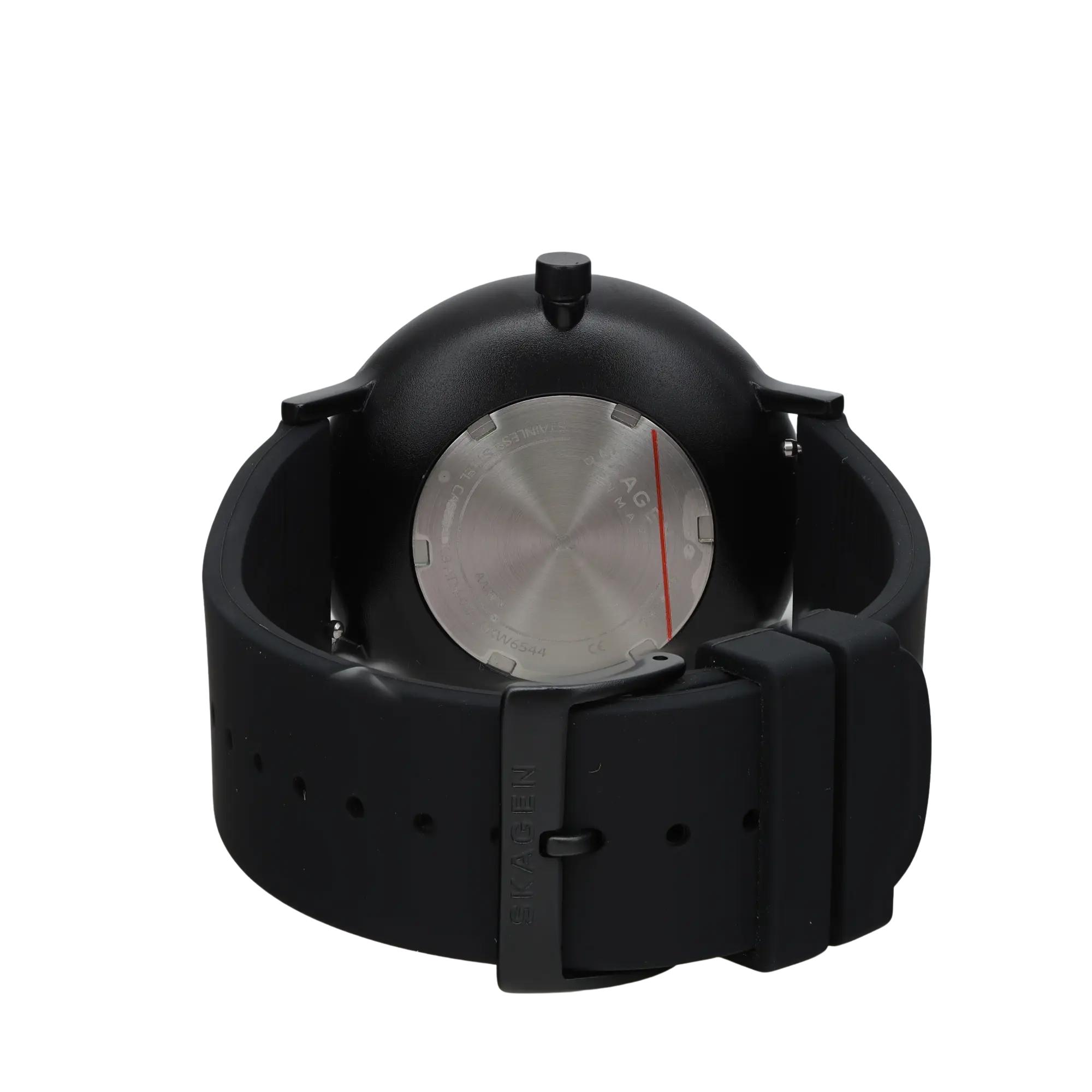 Skagen Aaren Kulor 41mm Aluminum Black Dial Silicone Strap Quartz Watch ...